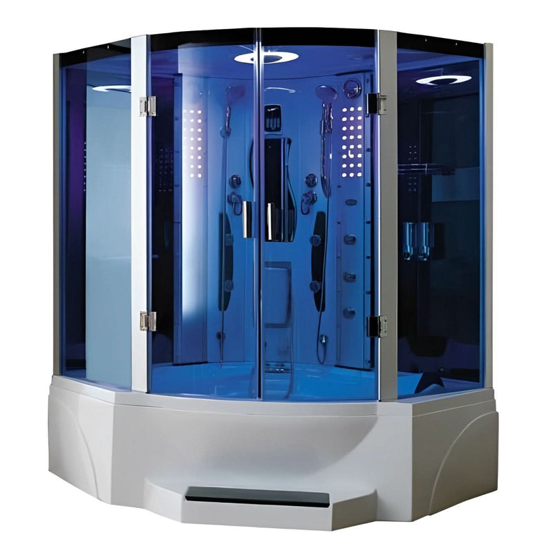 Mesa WS-608P Steam Shower Tub Combo-63"x63"x85" (Blue Glass)